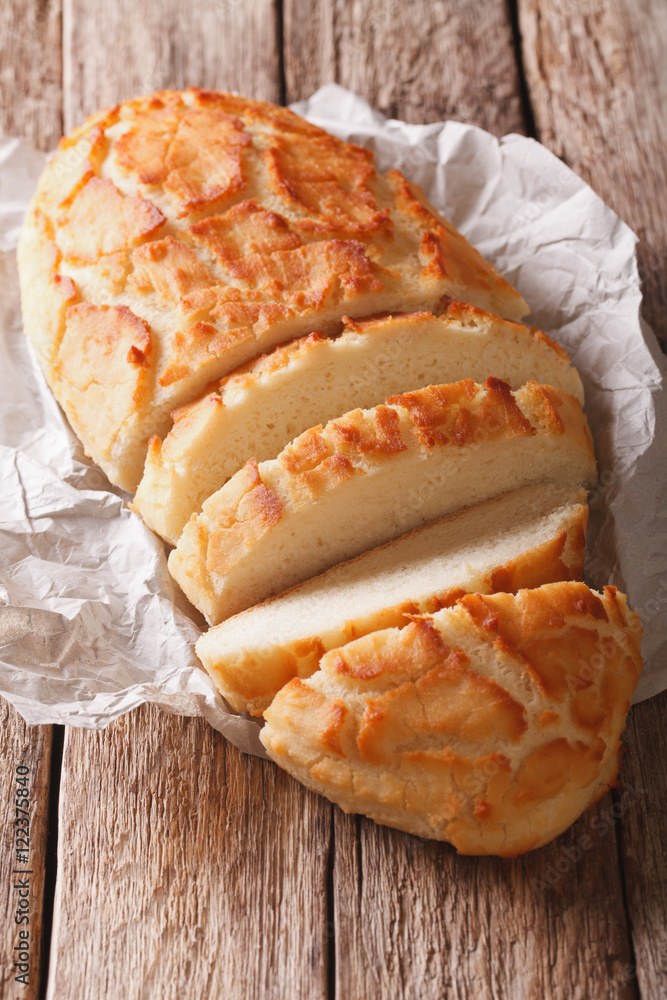 Dutch food: Tiger bread sliced close-up. vertical Stock Photo | Adobe Stock