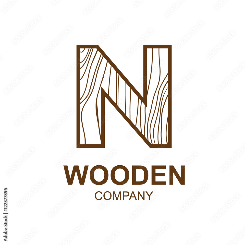 Abstract letter N logo design template with wooden texture,home,Logo ...