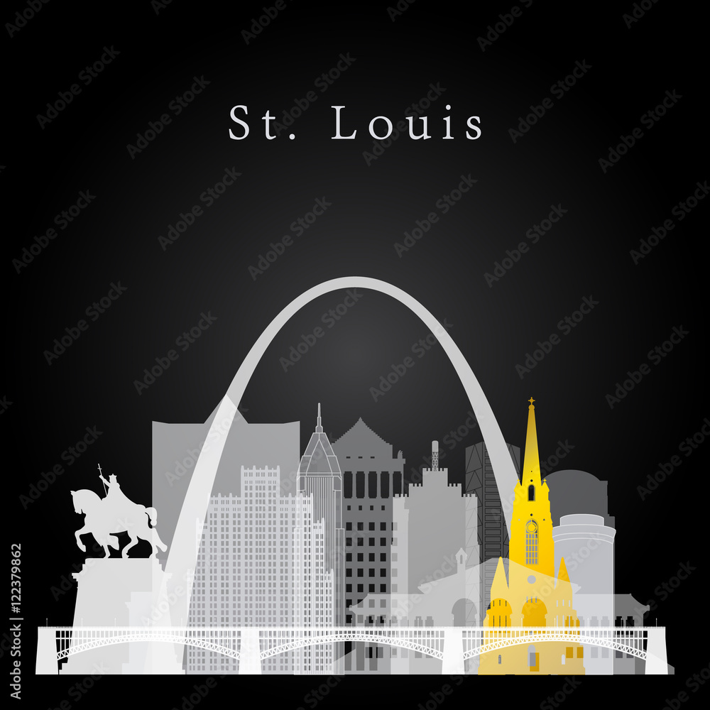 Vector silhouette graphic depicting the St. Louis white and yellow ...