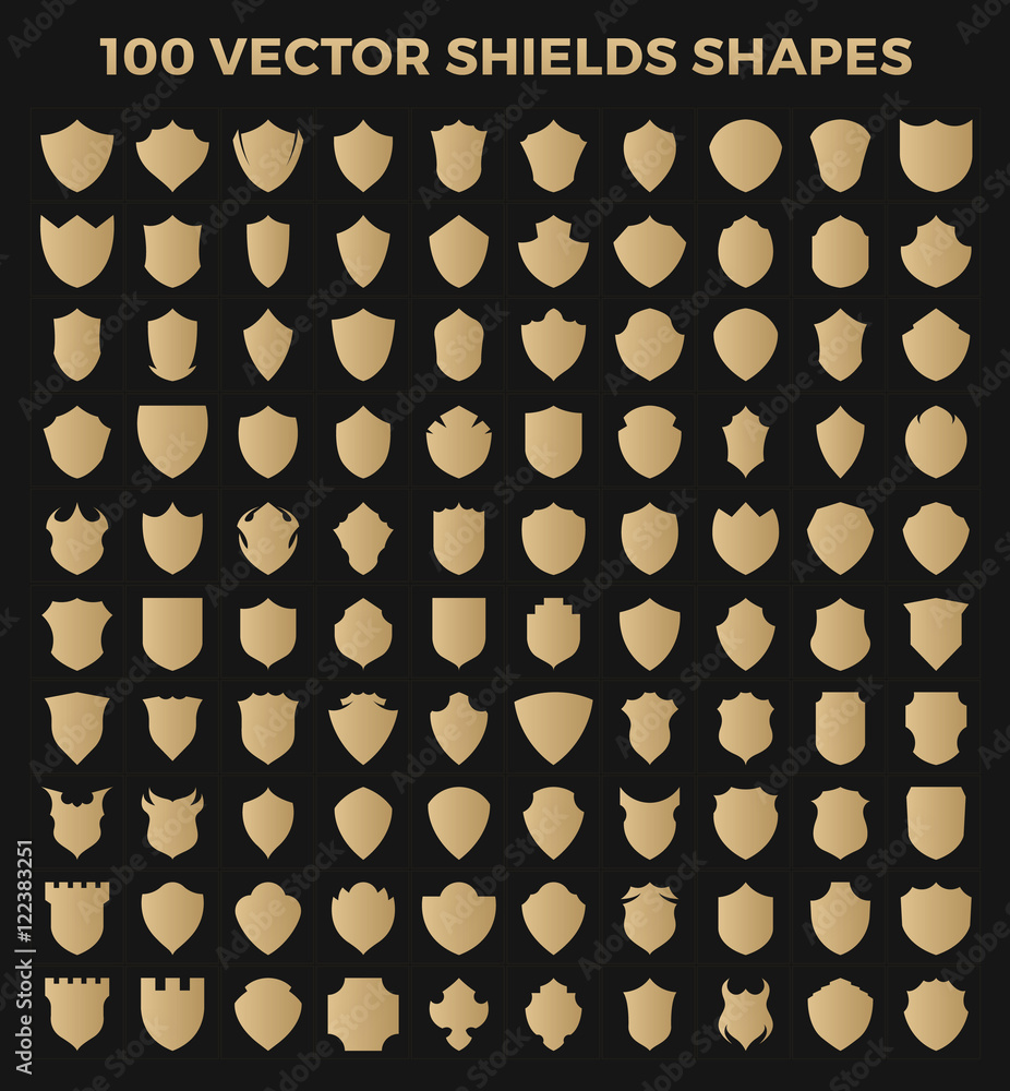 Set of shield shapes icons. Vector illustration Stock Vector | Adobe Stock