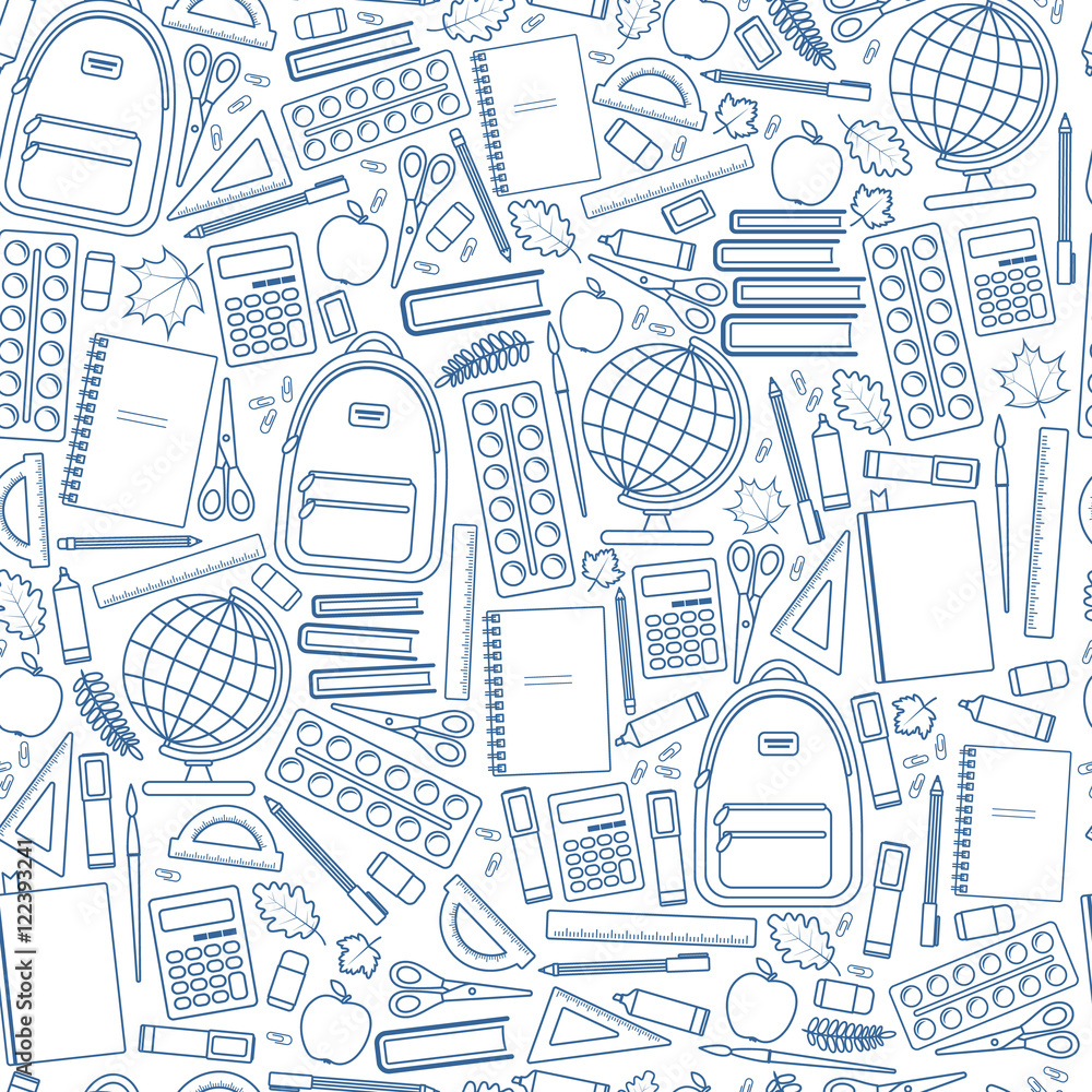 Seamless school pattern Stock Vector | Adobe Stock