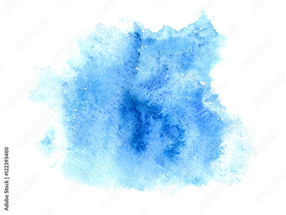 Blue watery illustration.Abstract watercolor hand drawn image.Wet ...