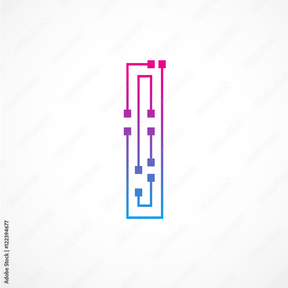 Abstract letter I logo design template,technology,electronics,digital,dot connection cross ...