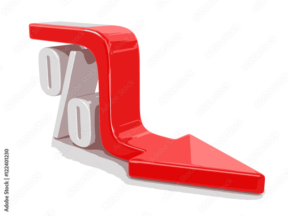 Percent Symbol with arrow down. Image with clipping path Stock Vector ...
