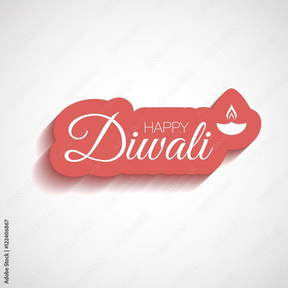 vector illustration with happy diwali word lettering greeting card ...