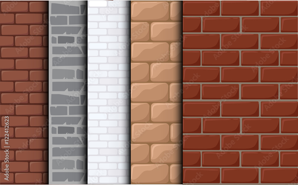 Brick texture vector background. Set texture of a tile. Cartoon ...