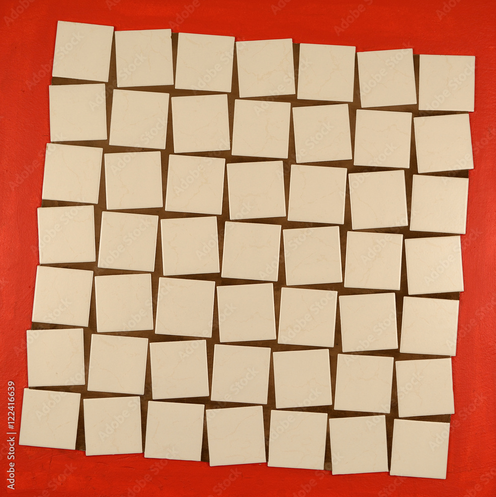 One of the ways to lay out ceramic tiles, using figured tile spacers ...