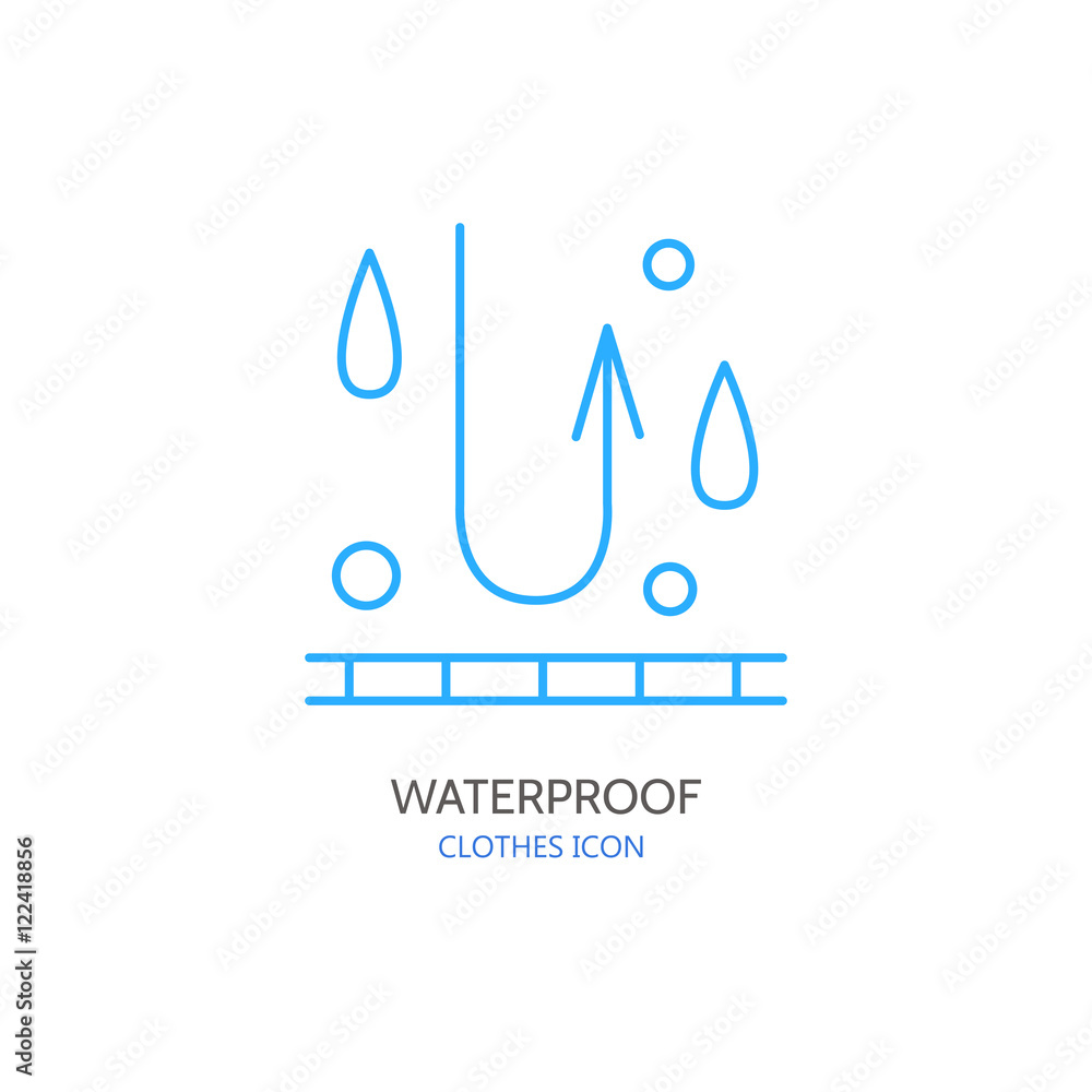 Water resistant vector line icon. Fabric feature, garments property ...