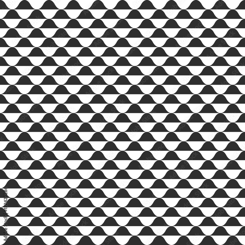 Wave vector seamless pattern, black and white curvy wavy background ...