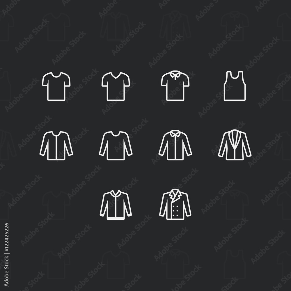 Fashion clothes Icons, 2 pixel stroke & 60x60 resolution. Outline ...