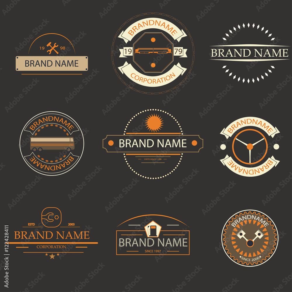 Retro vintage logo, brands logo,business signs. Labels mechanism ...
