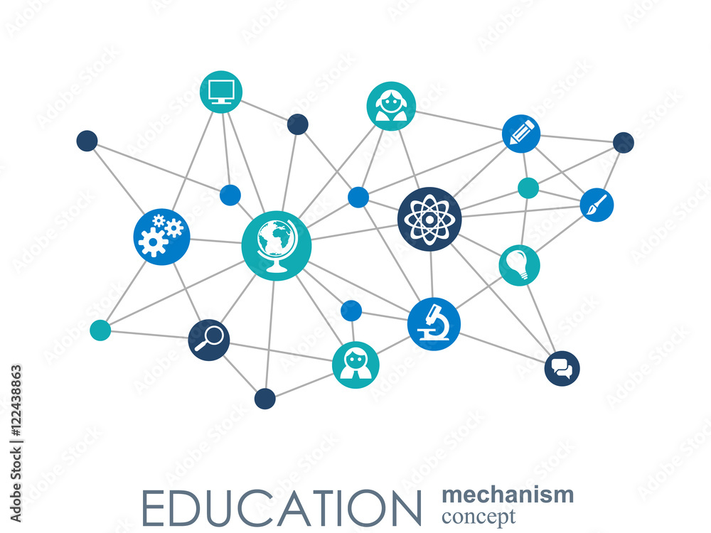 Education network. Hexagon abstract background with lines, polygons ...