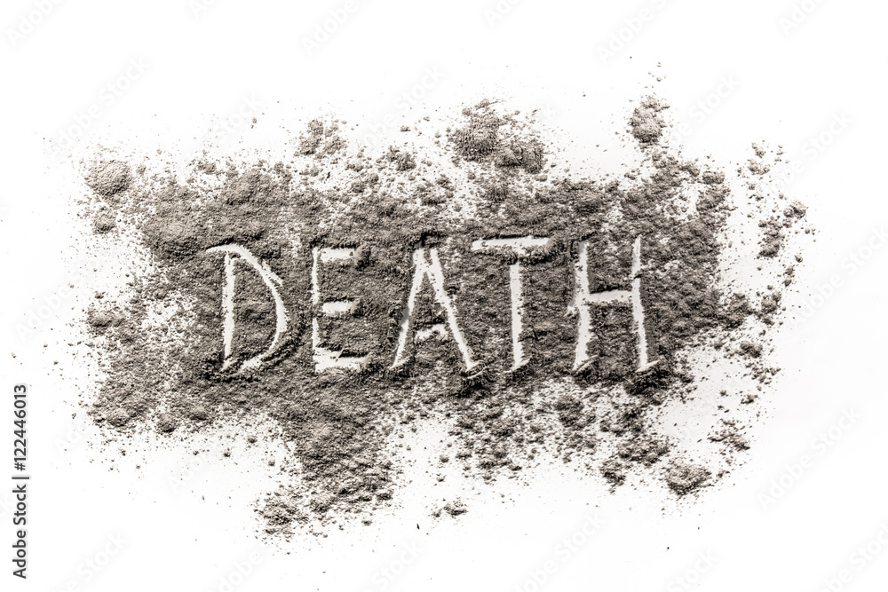 Word death written in dust as a metaphor for transience Stock Photo ...