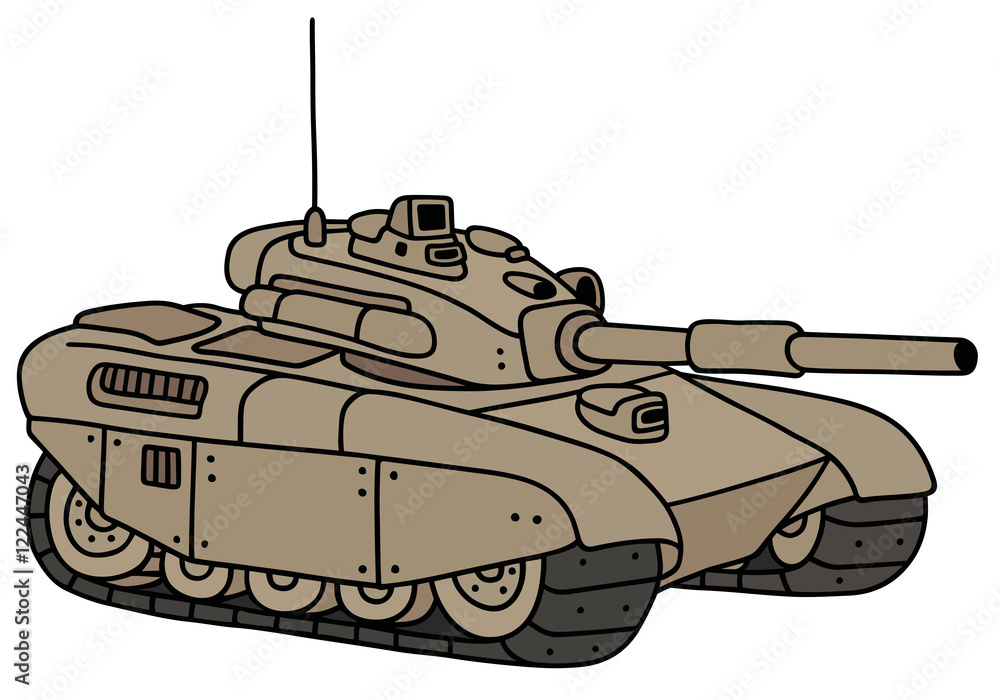 Hand drawing of a funny sand heavy tank Stock Vector | Adobe Stock