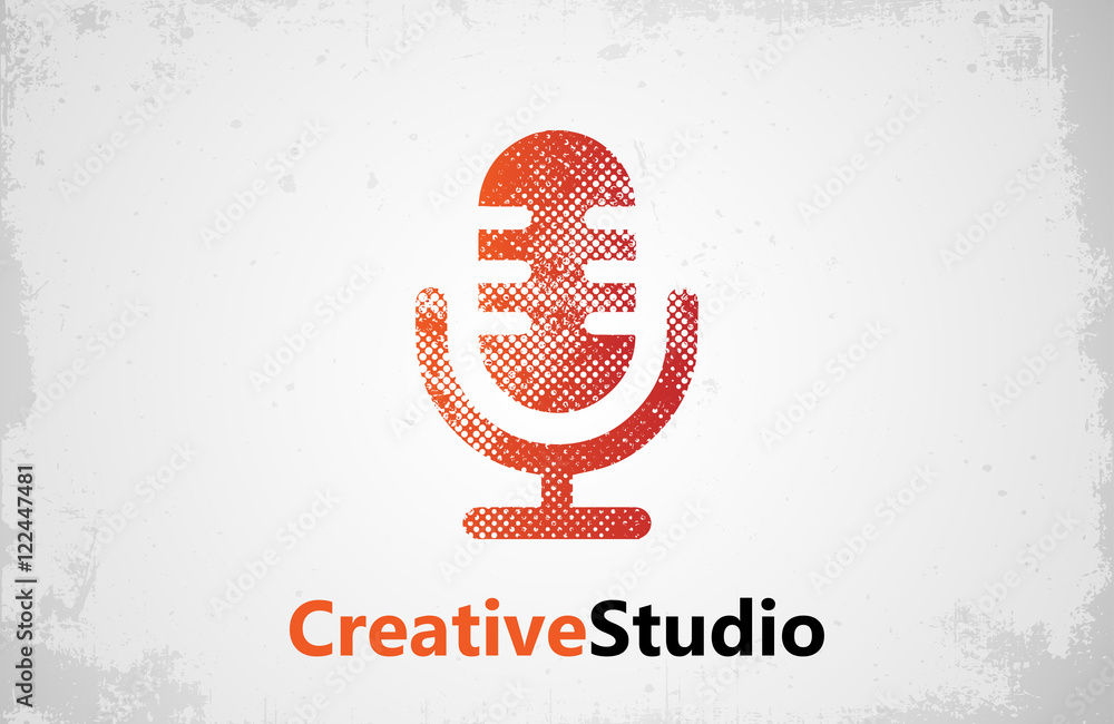 microphone logo. music studio logo design. creative studio Stock Vector ...