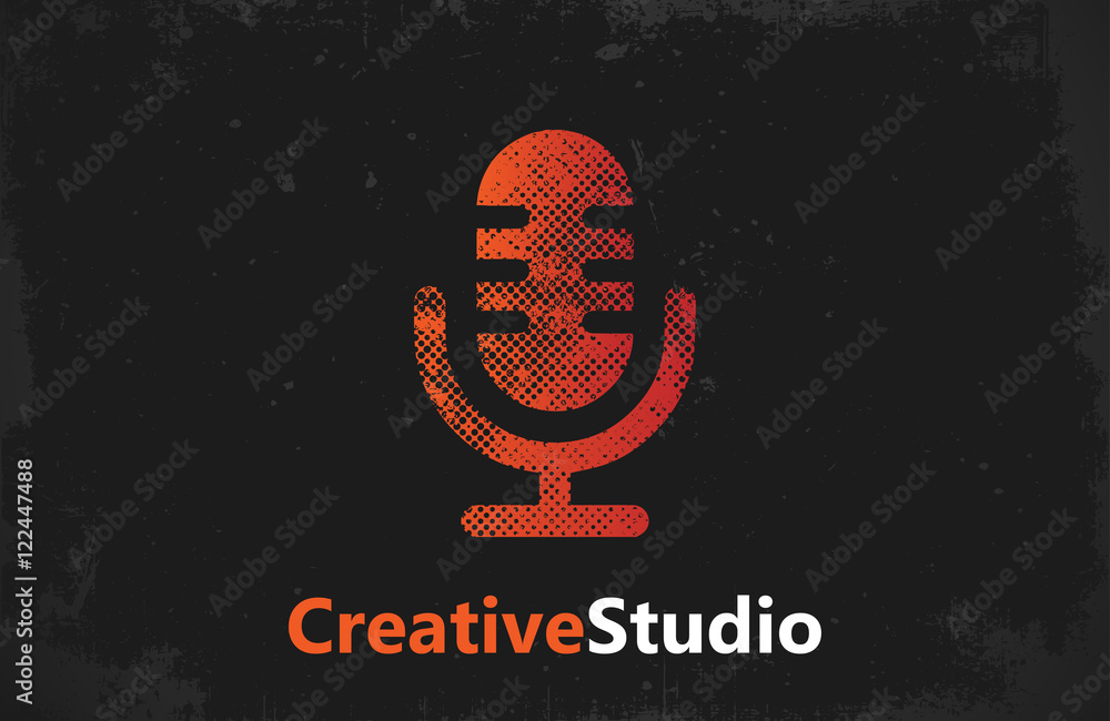 microphone logo. music studio logo design. creative studio Stock Vector ...