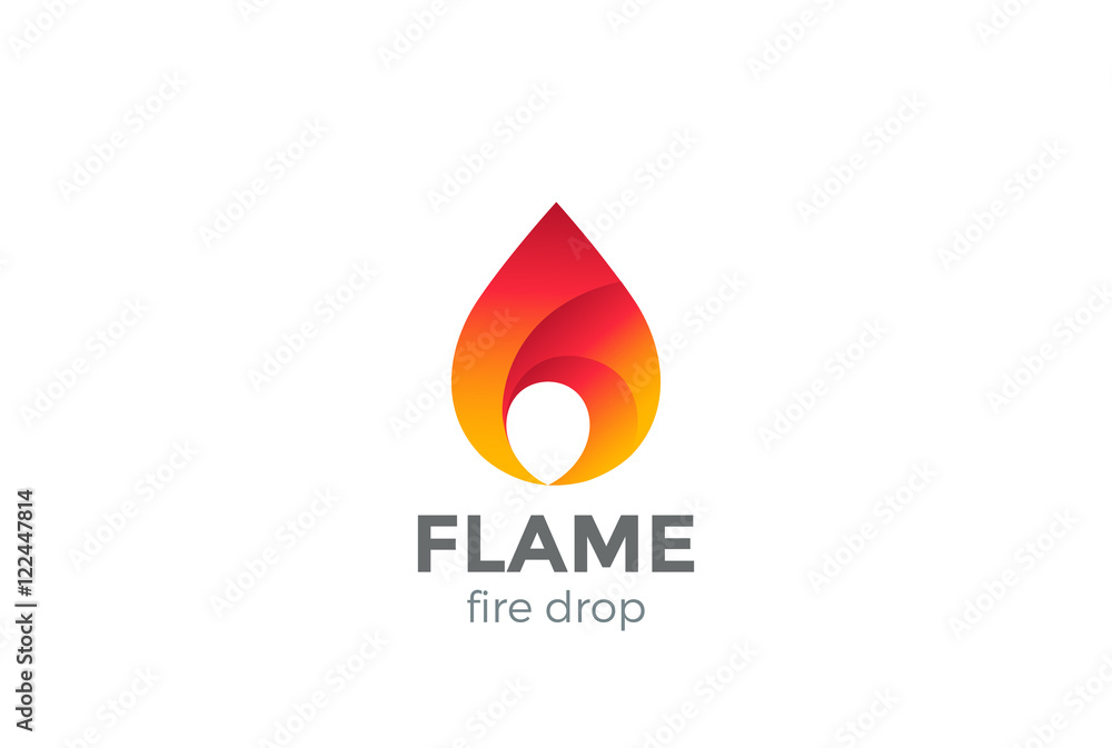 Fire Flame Logo design vector droplet. Red drop Logotype icon Stock ...