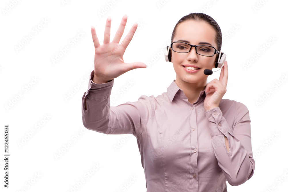 Helpdesk operator isolated on the white background Stock Photo | Adobe ...