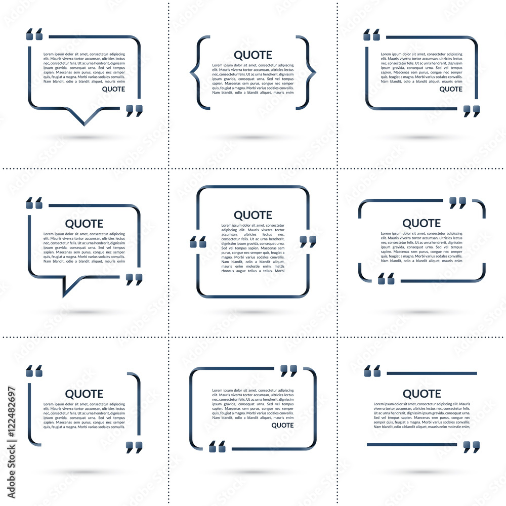 Set of vector quote templates. Speech bubble, blank frame for citations ...