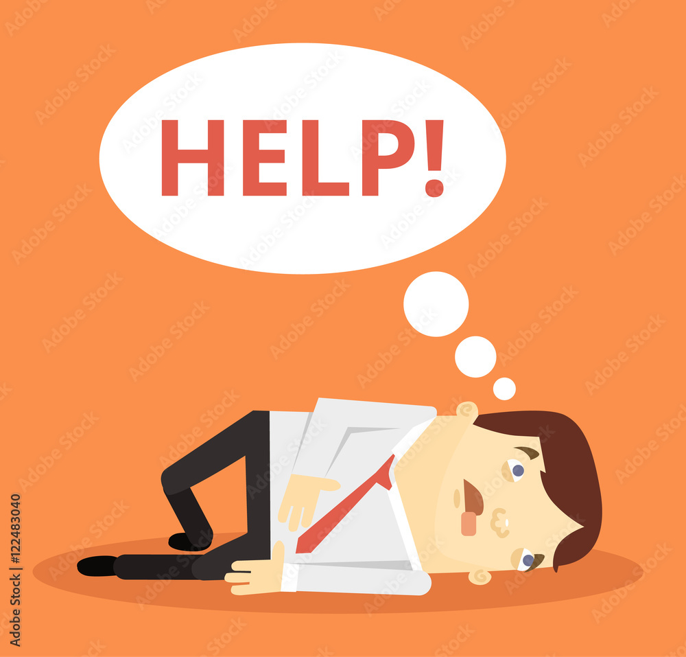 Office worker character need help. Vector flat cartoon illustration ...