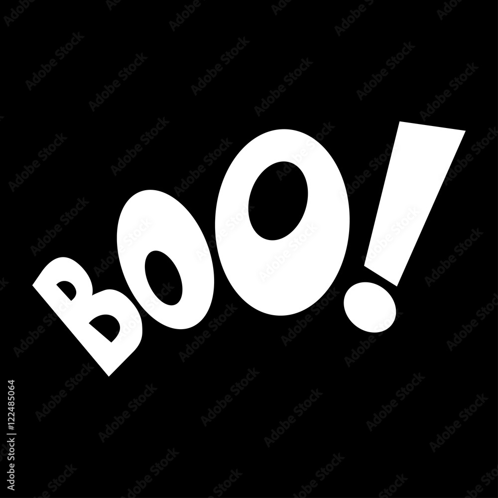 Icono plano BOO sobre fondo negro Stock Vector | Adobe Stock