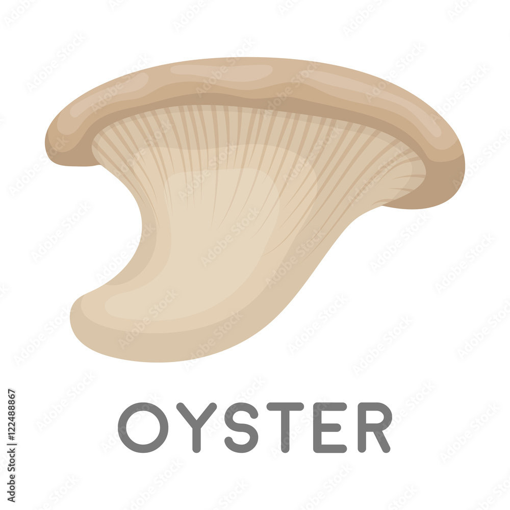 Oyster icon in cartoon style isolated on white background. Mushroom ...
