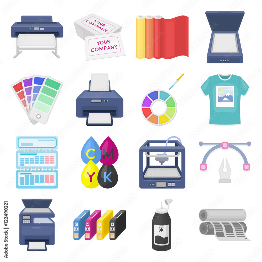 Typography set icons in cartoon style. Big collection of typography ...