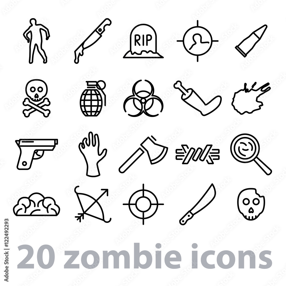 twenty zombie icons collection Stock-Vektorgrafik | Adobe Stock