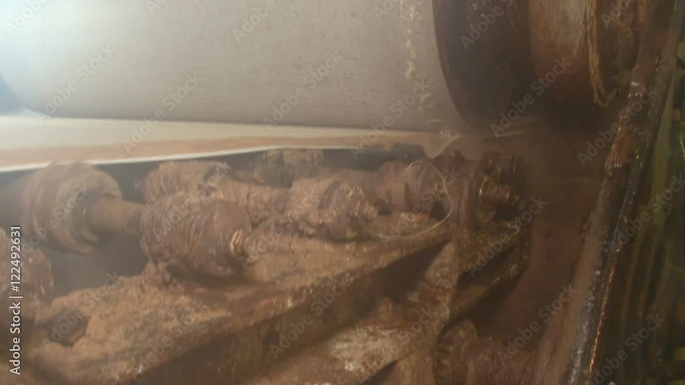Pulp and Paper Plant. Squeezing and Drying Paper With Rolling Press ...