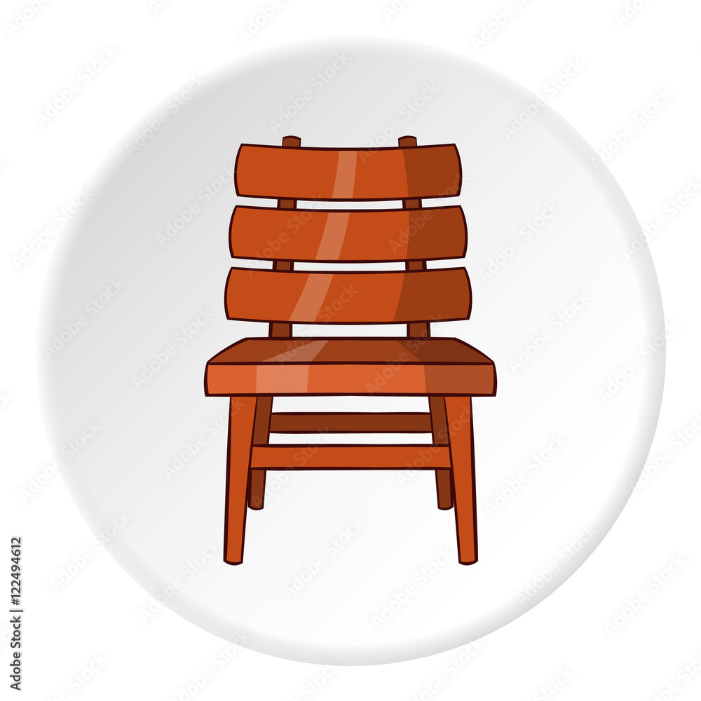 Chair icon in cartoon style isolated on white circle background ...