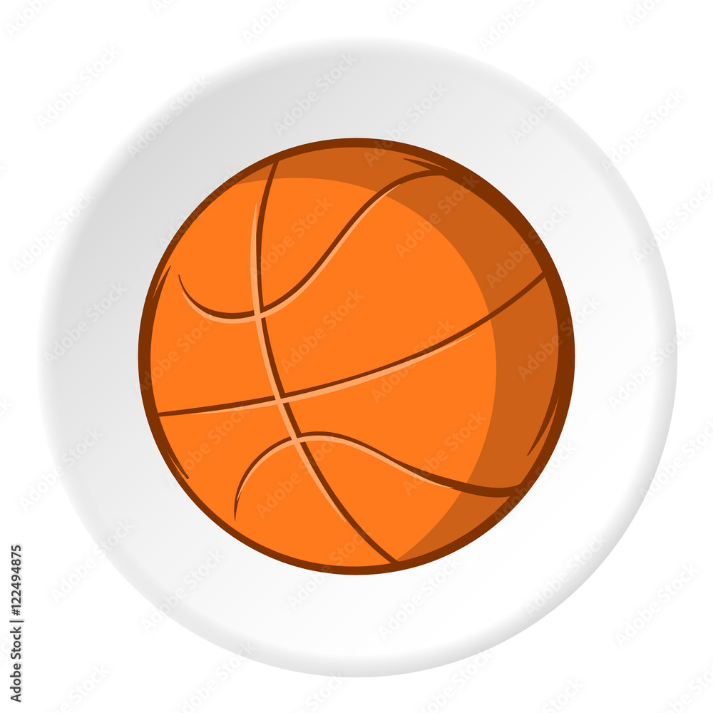 Basketball ball icon in cartoon style isolated on white circle ...