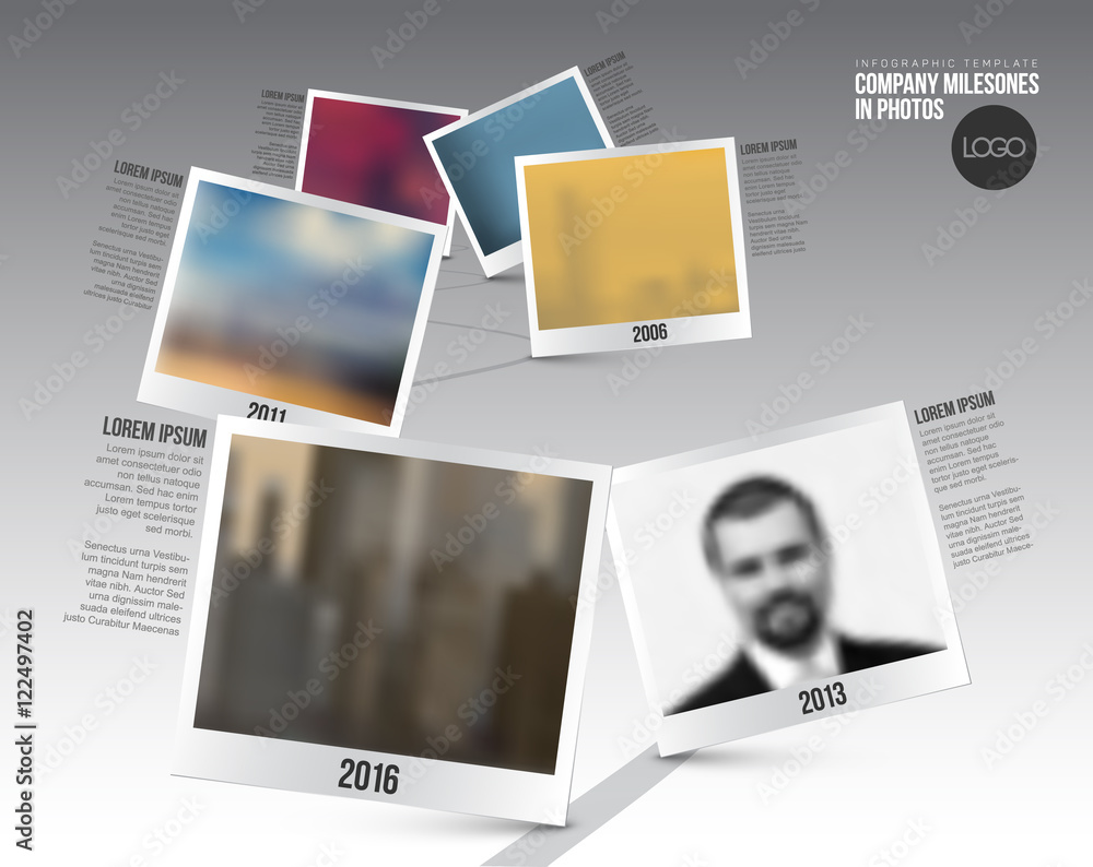 Infographic Timeline Template with photos Stock Vector | Adobe Stock