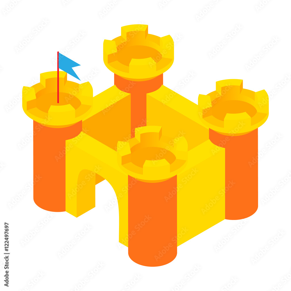 Toy castle icon in cartoon style isolated on white background. Play ...