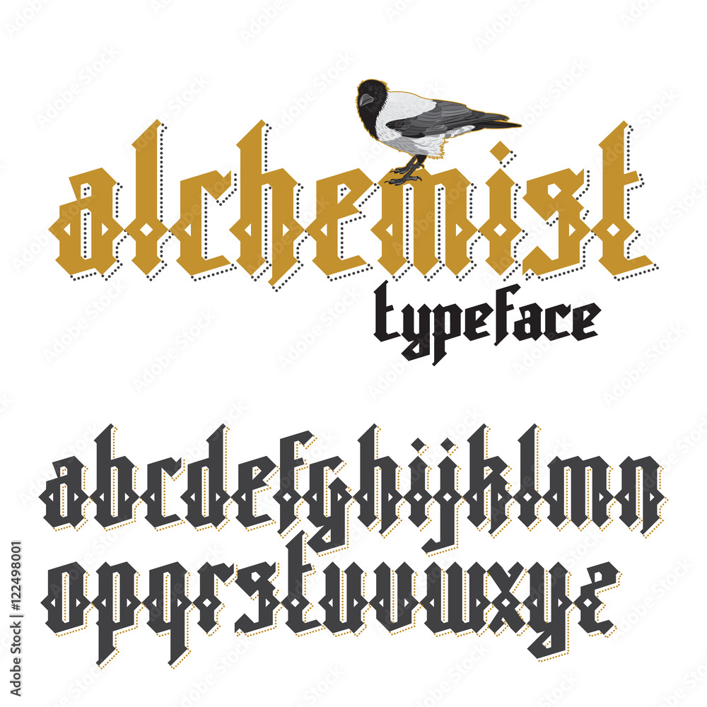 Alchemist gothic font Stock Vector | Adobe Stock