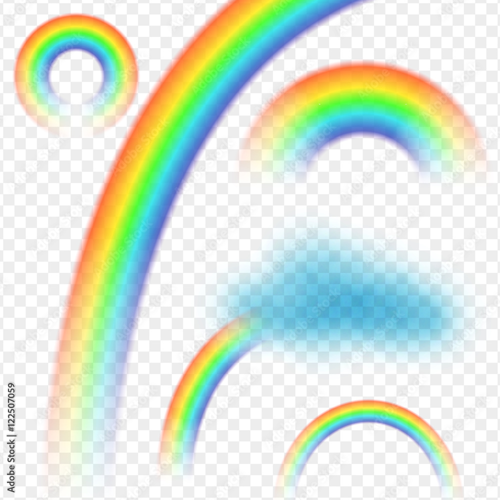 Rainbow cloud realistic set on transparent background isolated Stock ...