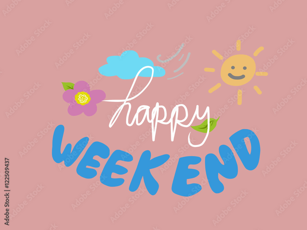 Happy weekend pink background Stock Illustration | Adobe Stock