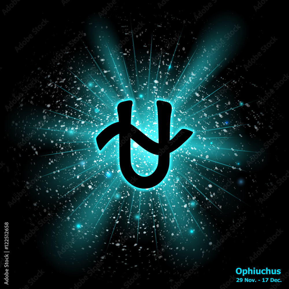 Zodiac sign Ophiuchus on cosmic explosion background. Stock Vector ...