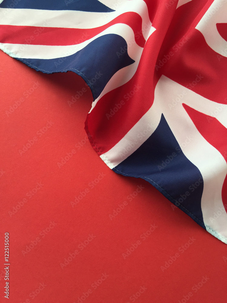 British flag on red with copy space Stock Photo | Adobe Stock
