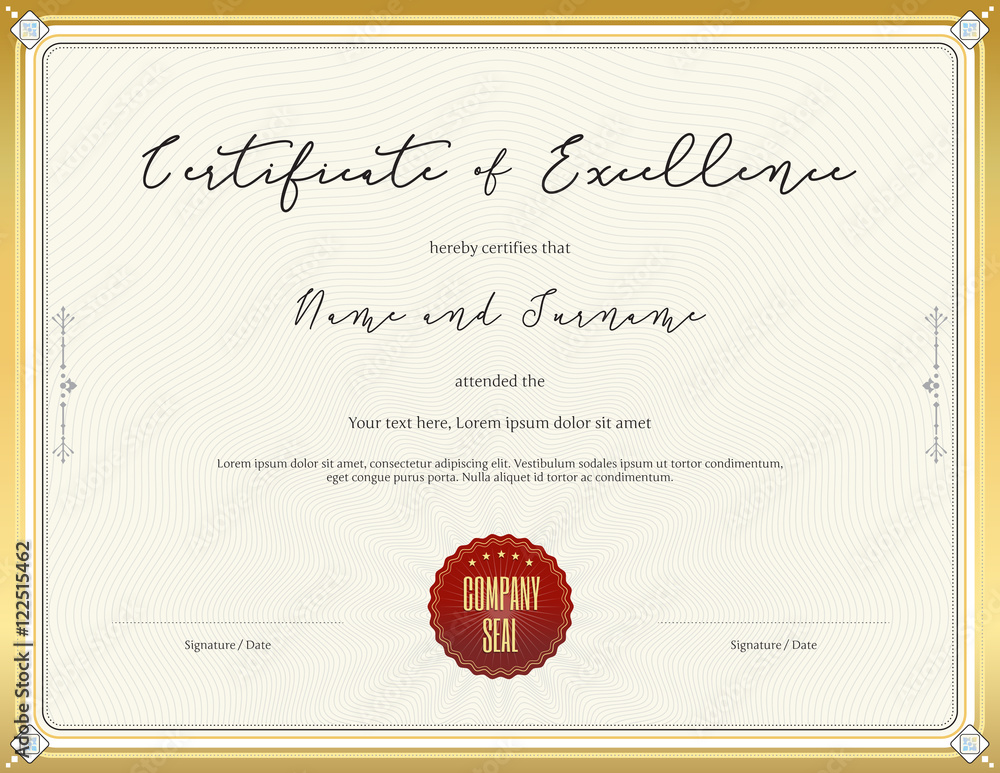 Certificate template for achievement, appreciation, completion ...