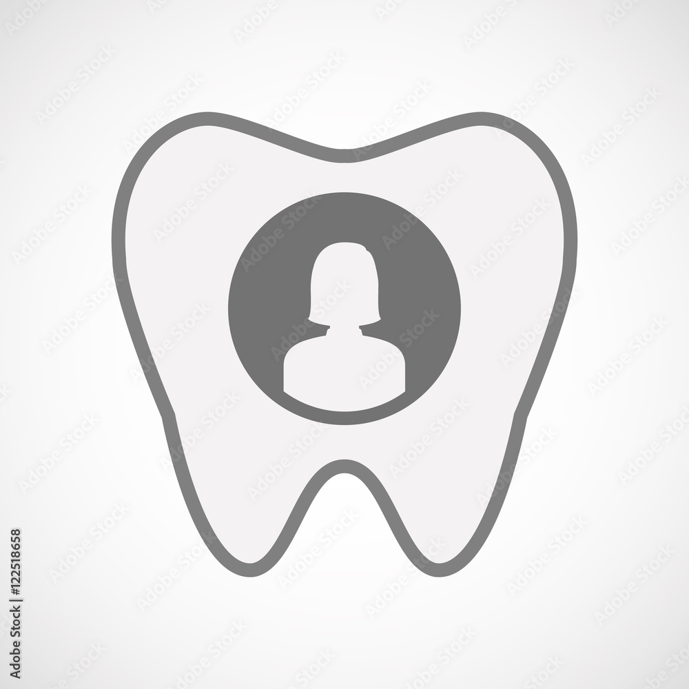Isolated line art tooth icon with a female avatar Stock Vector | Adobe ...