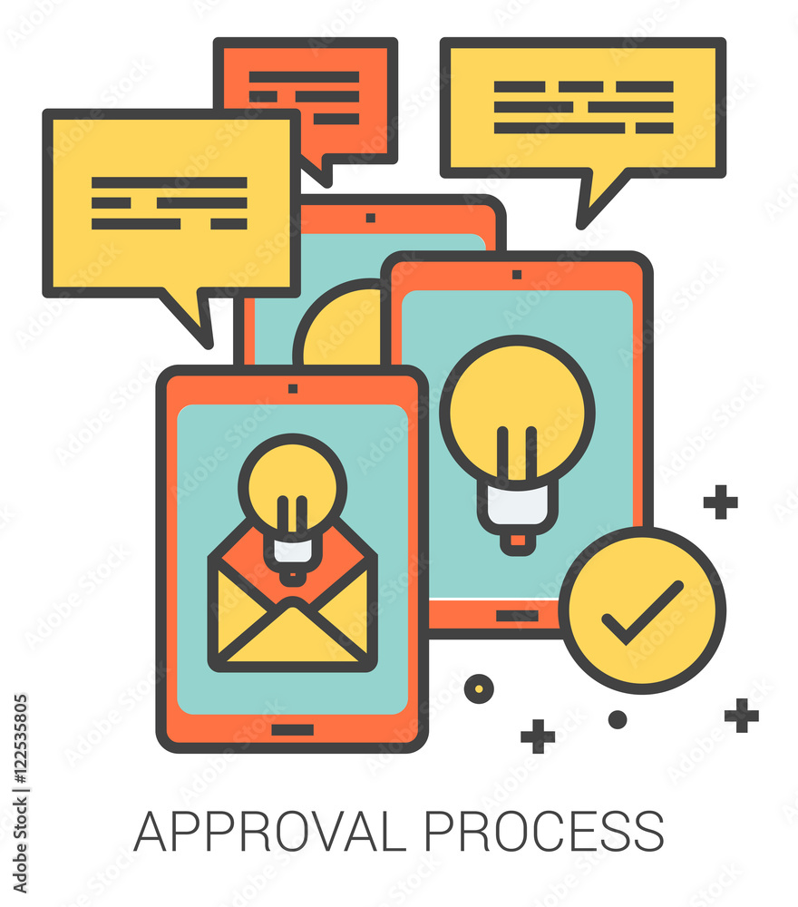 Approval process line icons Stock Vector | Adobe Stock