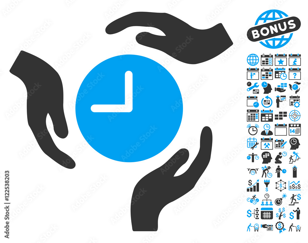 Time Care Hands icon with bonus calendar and time management design ...