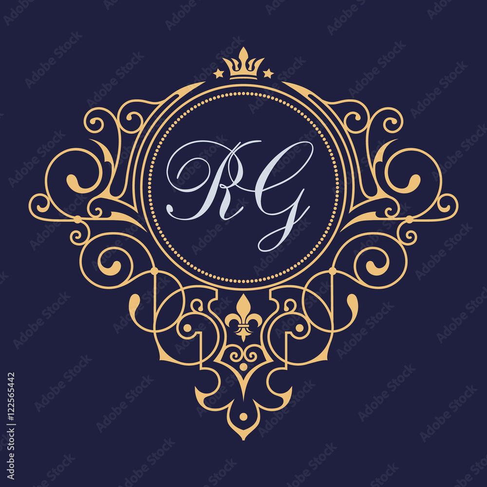 Vintage vector monogram. Elegant emblem logo for restaurants, hotels ...