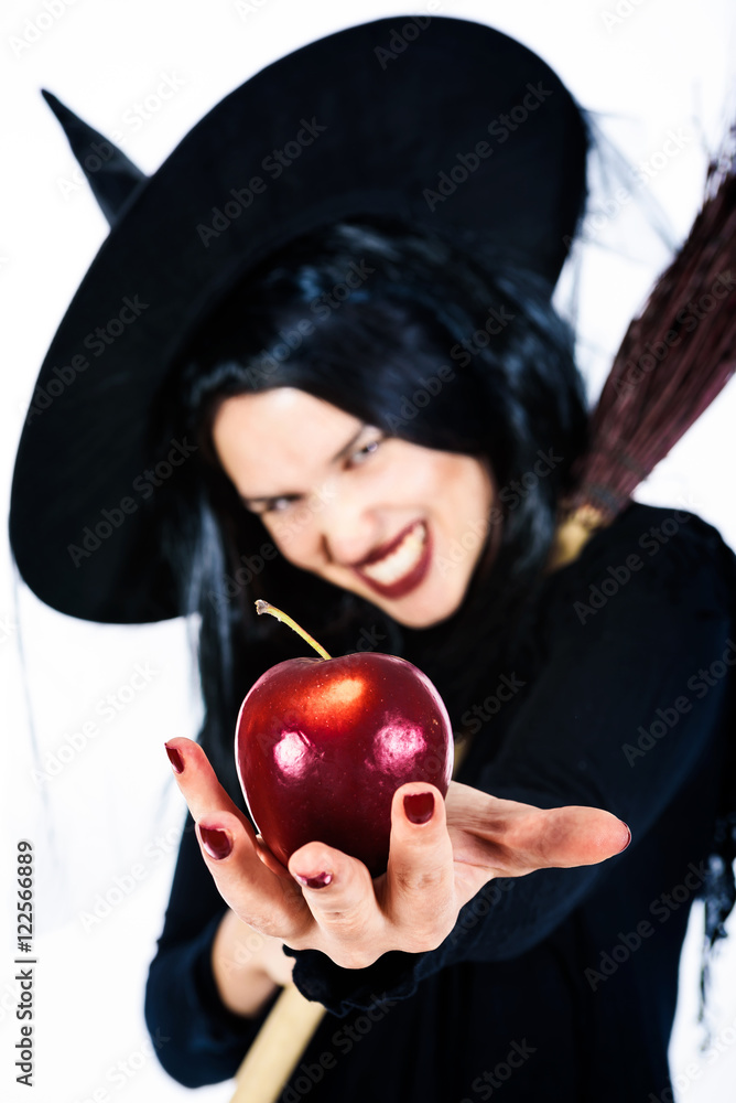 Beautiful Witch Holding Red Apple Stock 写真 | Adobe Stock