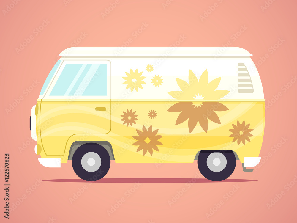 Hippie van vector illustration Stock Vector | Adobe Stock