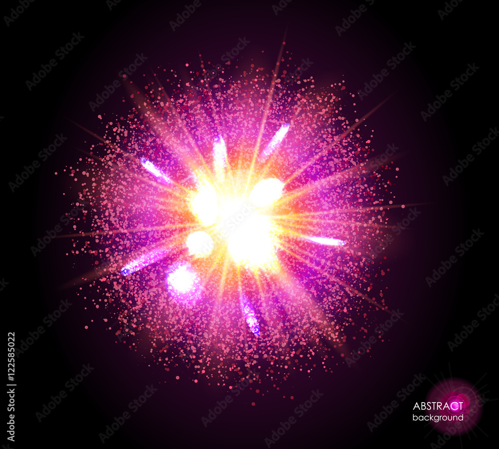 Explosion of supernova. Bright cosmic magenta and fire background ...