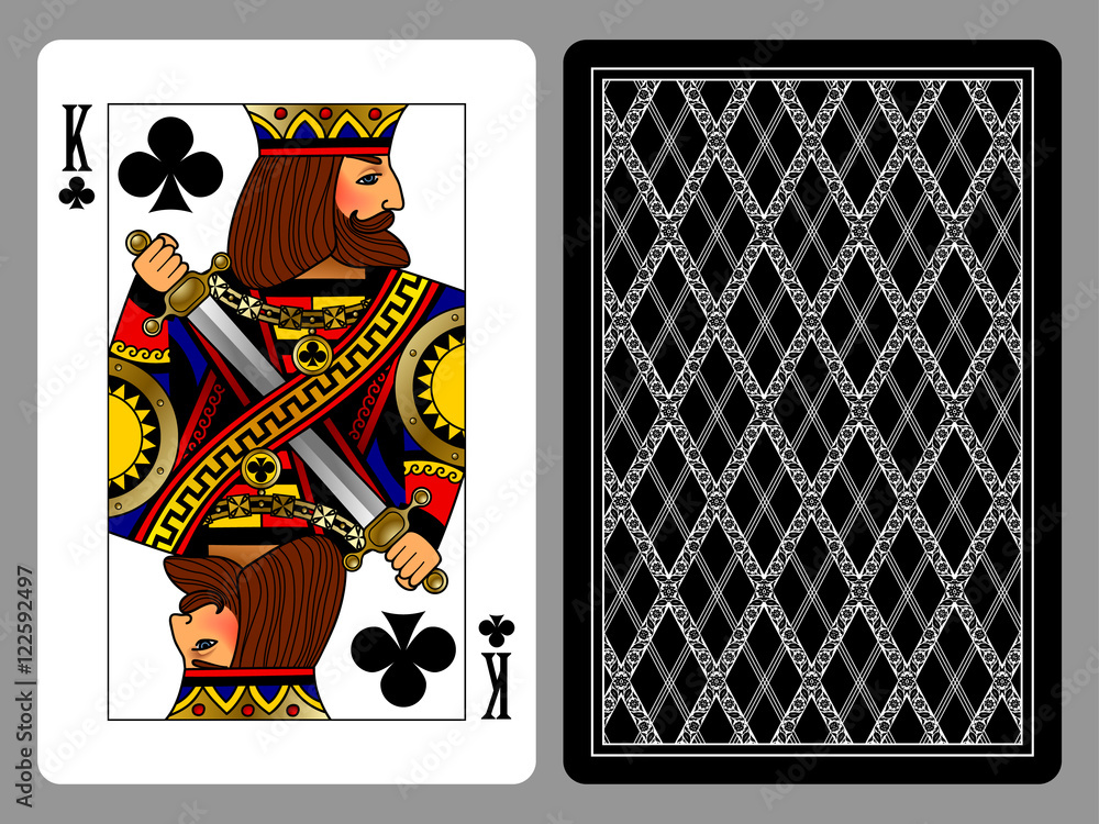 King of Clubs playing card and the backside background Stock Vector ...