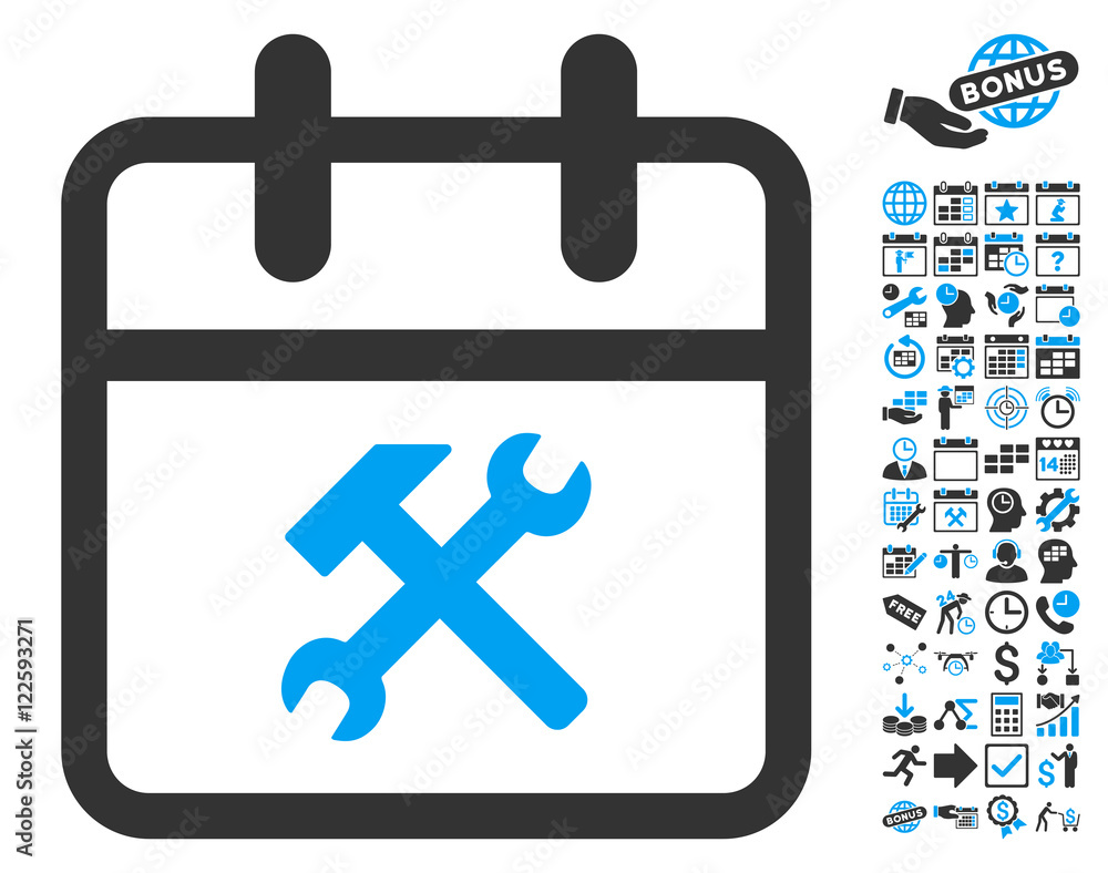 Working Day pictograph with bonus calendar and time management clip art ...