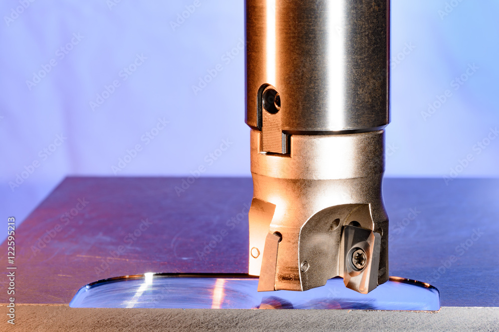 cnc milling machine - spindle with cutter, Versions: illuminate Stock ...