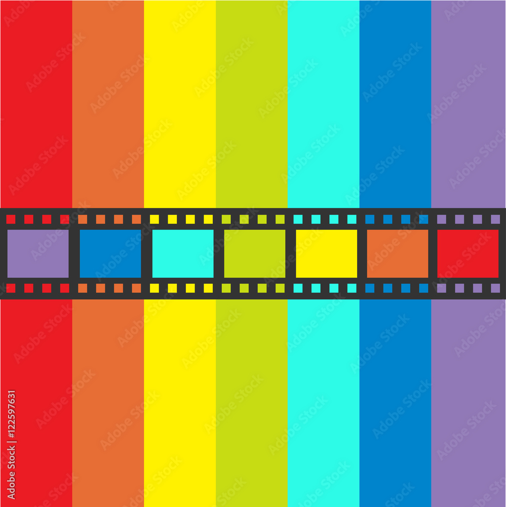 Rainbow flag Film strip frame. Straight shape ribbon. Design element ...